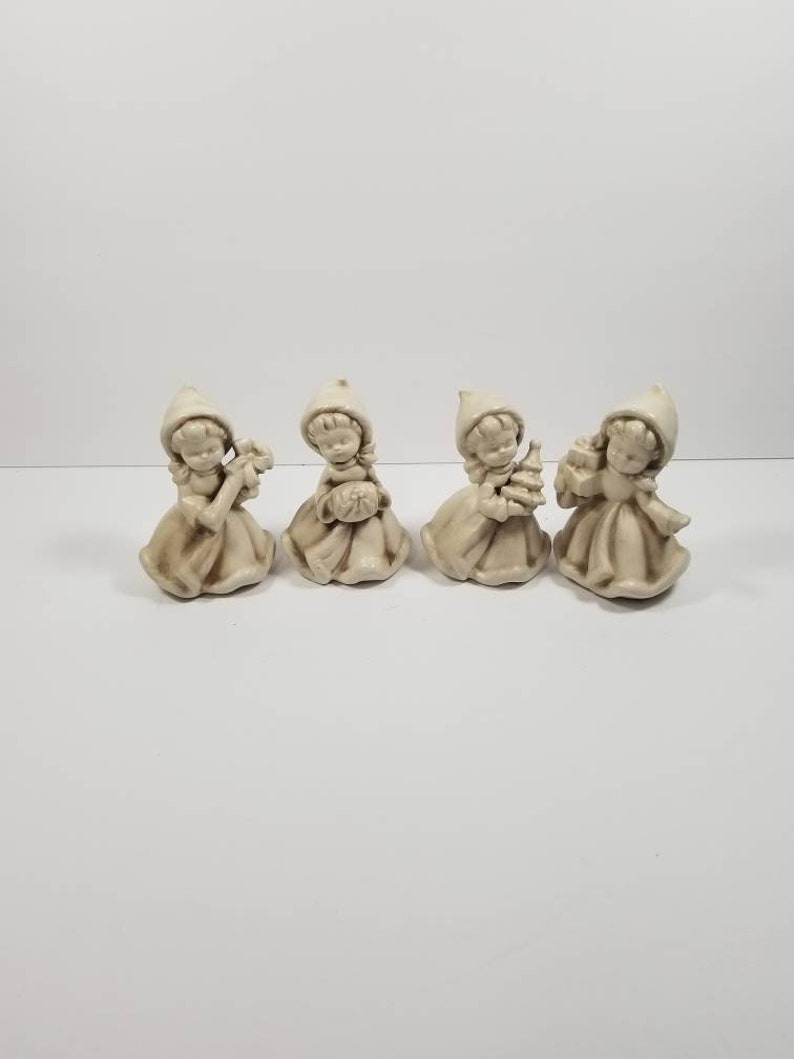 Vintage Wolin Figurines Christmas Girls Antiqued Ivory Set - Etsy