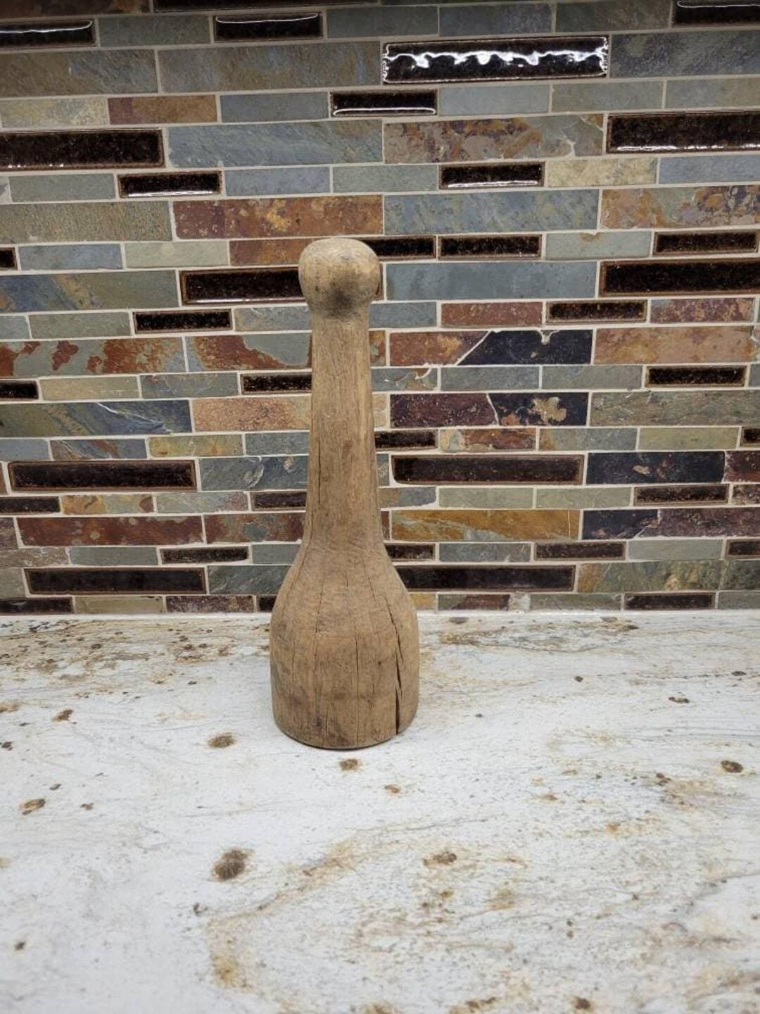 Vintage Wood Pestle, Primitive Wooden, Hand Turned, Masher Mallet ...