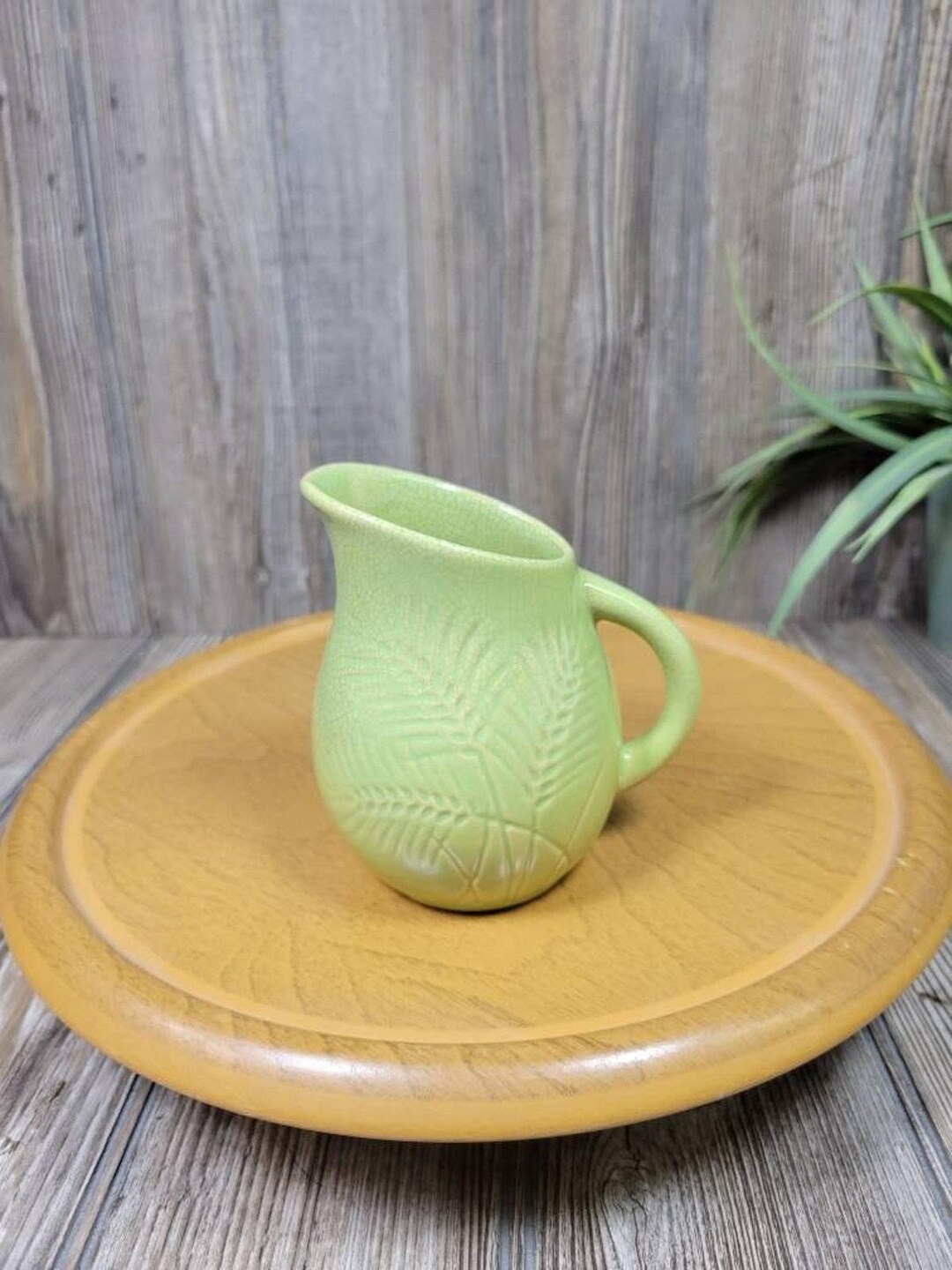 Vintage Rosemeade Pottery Creamer Pitcher, Chartreuse Green Wheat ...