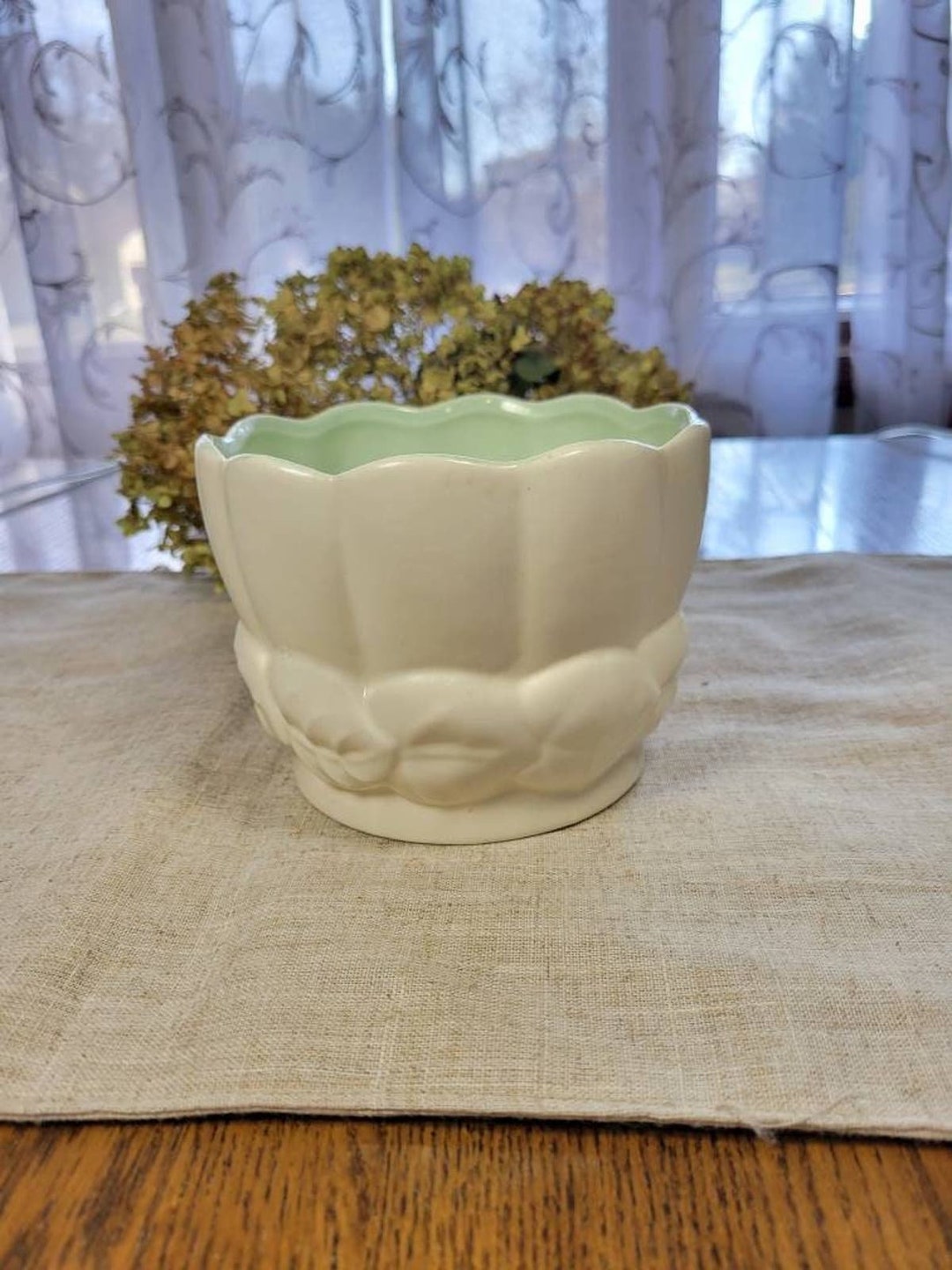 Vintage Red Wing Planter 1403, Art Pottery Pot, Scalloped Edge Leaf - Etsy