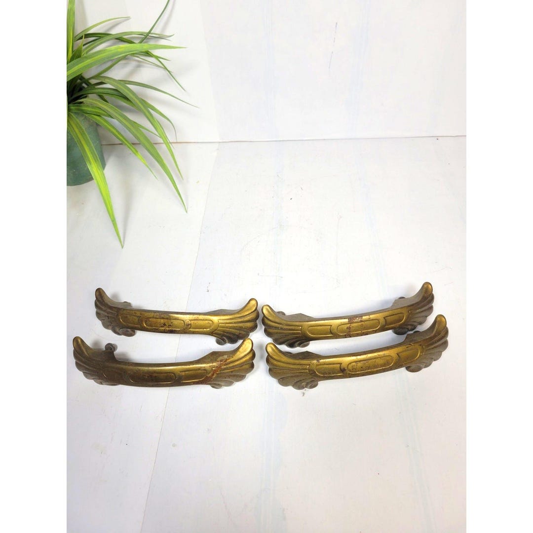 4 Vintage Drawer Pulls, Waterfall Dresser Style 40's, Salvage Lot - Etsy