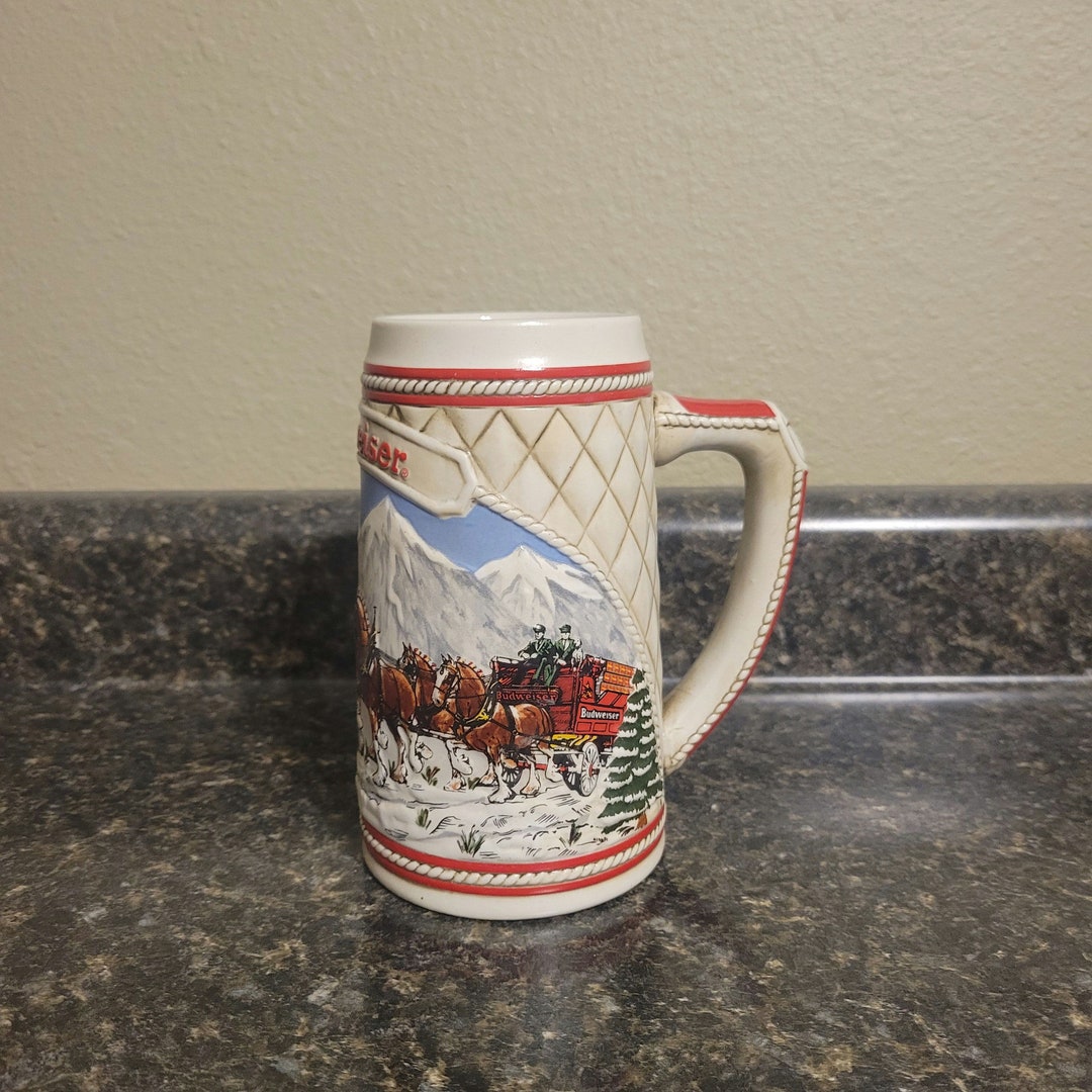1985 Anheuser Busch Budweiser Holiday Stein Snow Capped Mountains No ...