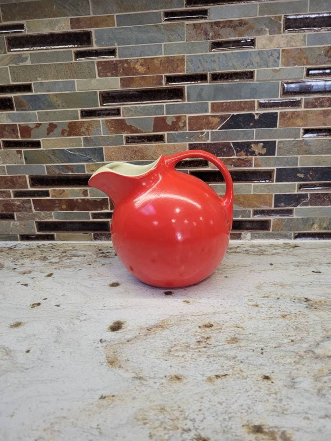 Vintage Hall Ball Jug Chinese Red 64 Oz Pitcher Superior - Etsy