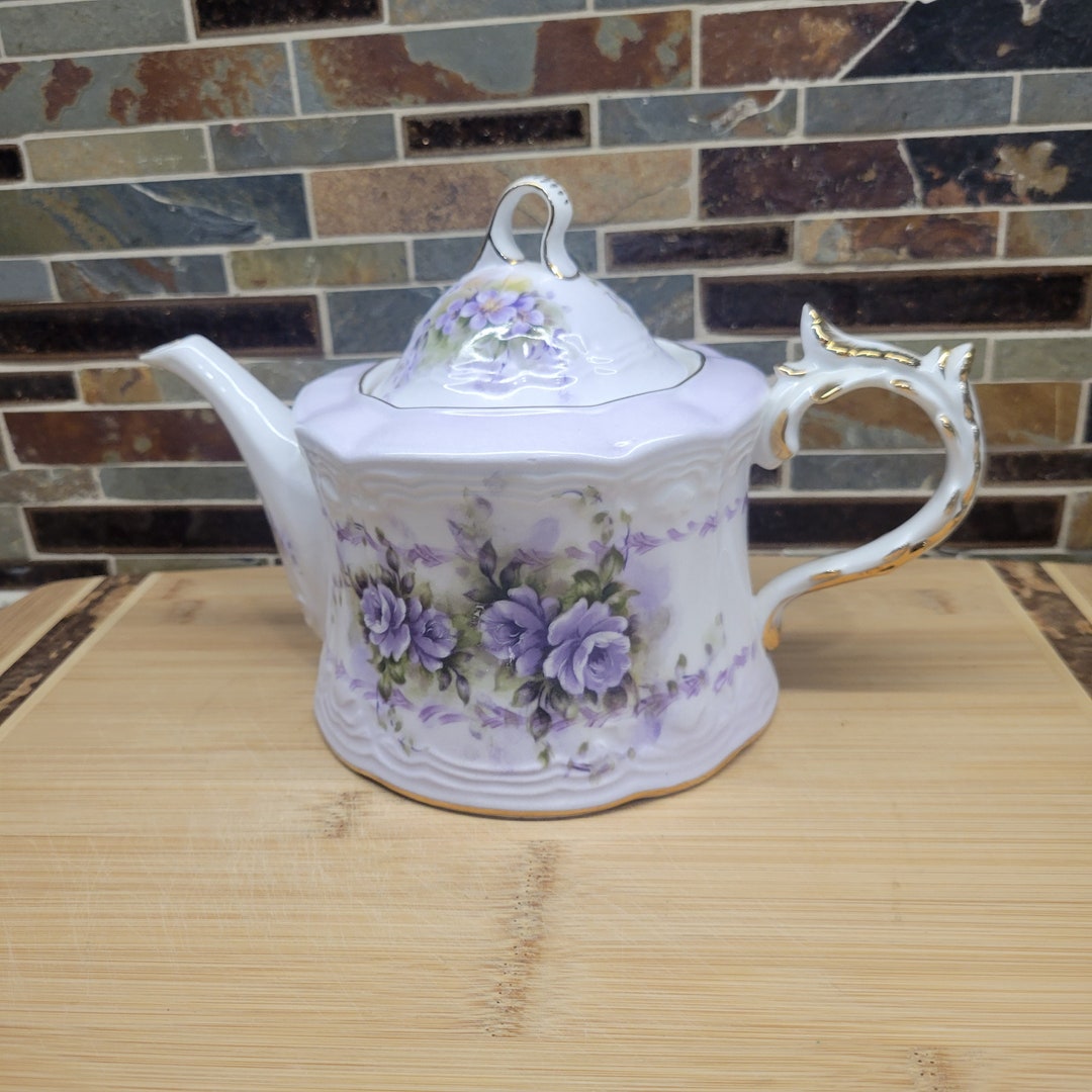 Vintage Musical Teapot Fur Elise Purple Roses & Lilacs - Etsy
