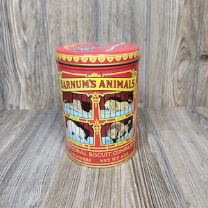 Vintage Animal Cracker Tin National Biscuit Round 8 Oz Canister - Etsy