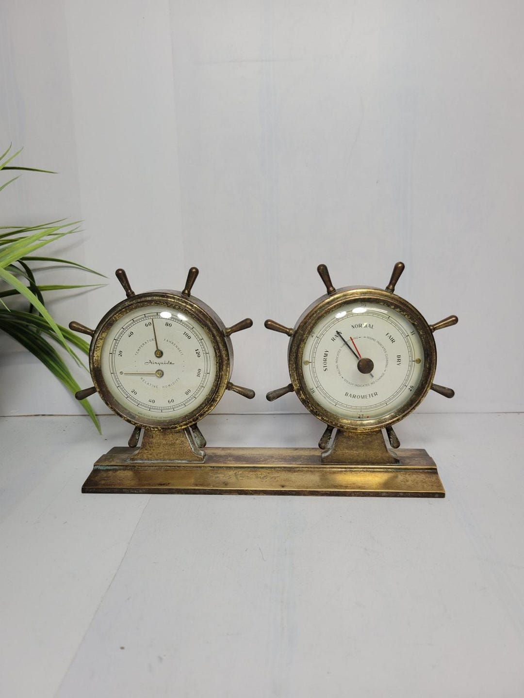 Vintage Airguide Weather Barometer, Nautical Twin Ship Wheel - Etsy