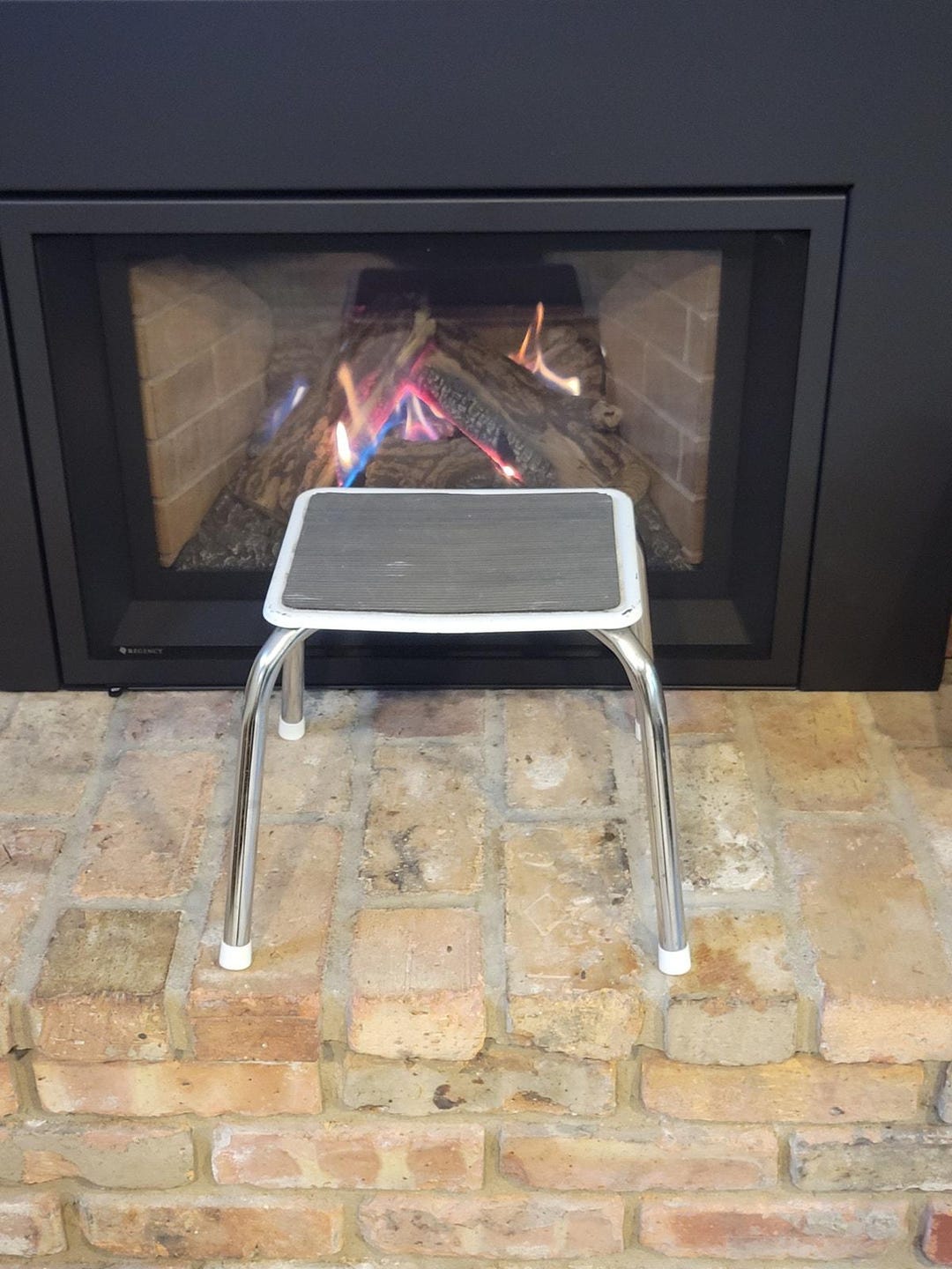 Vintage MCM Step Stool, Chrome Legs, White & Black Top - Etsy