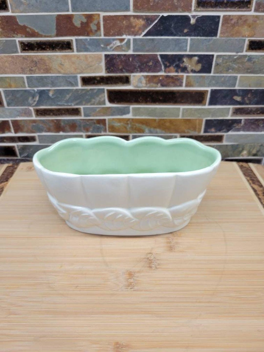 Vintage Red Wing Pottery Oval Planter B1403, Art Pottery Pot Scalloped ...