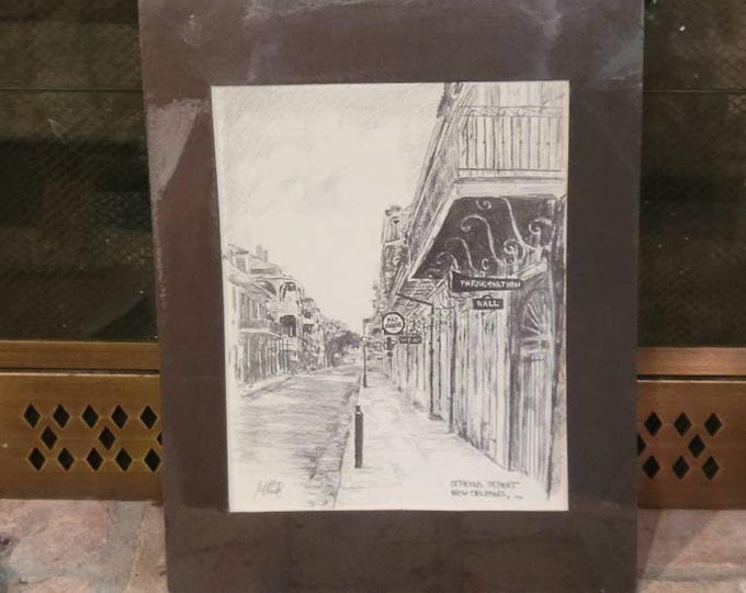 Vintage Brent Mccarthy Pencil Drawing, St Peter Street New Orleans ...
