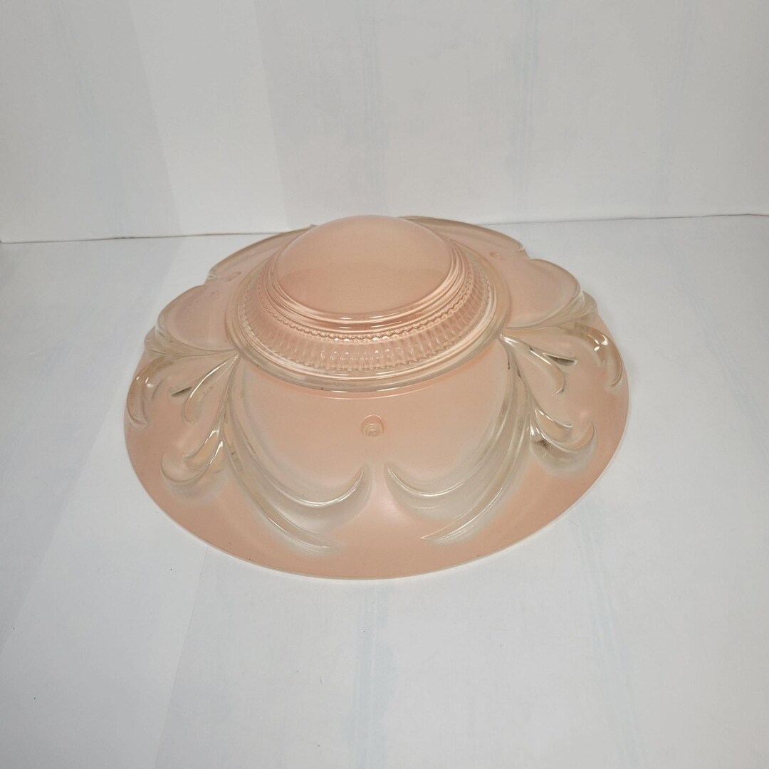 Vintage Ceiling Light Fixture, Pink Round Light Globe, 3 Chain Art Deco ...