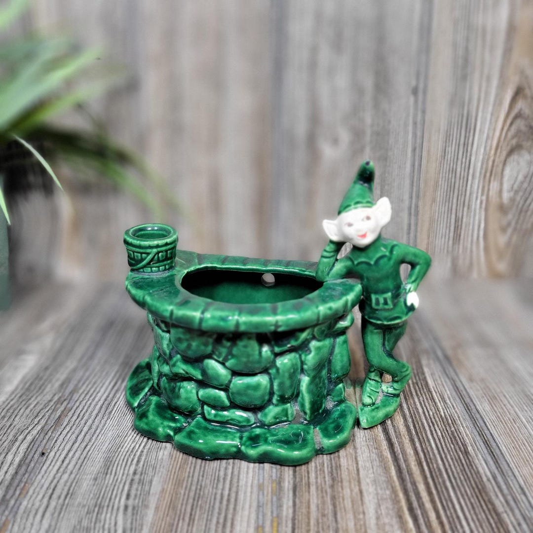 Vintage Elf Wishing Well Planter Wall Pocket - Etsy