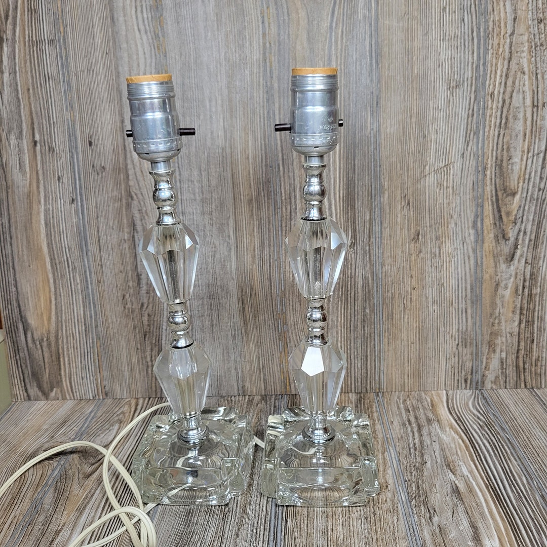 Vintage Vanity Lamps, Glass Dressing Table Lights, Candlestick Style ...