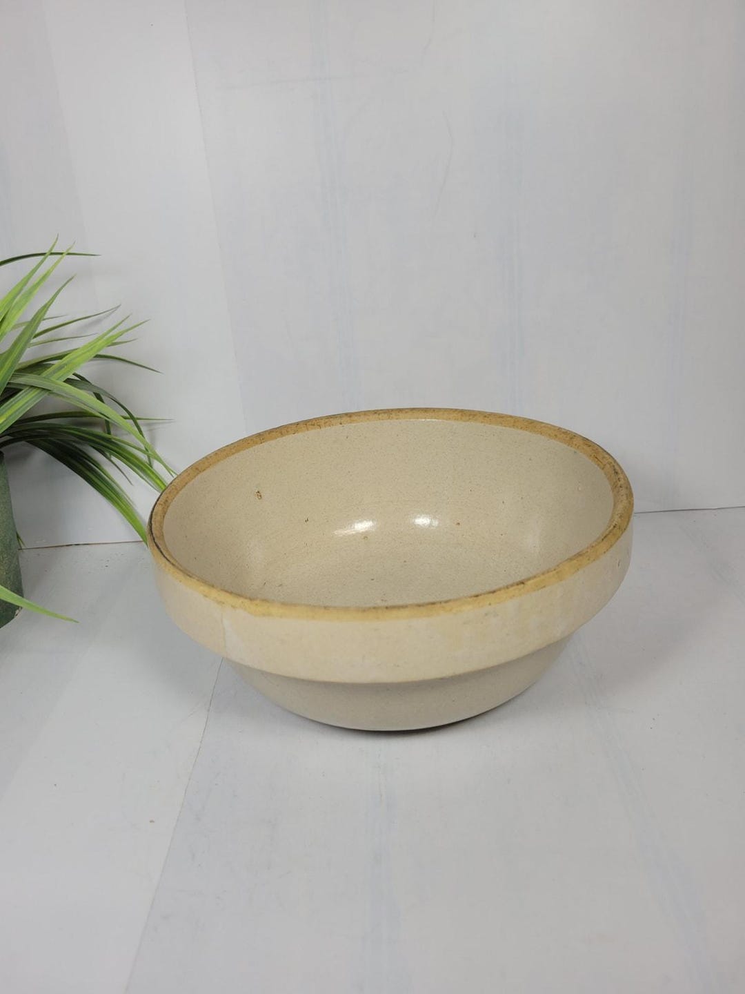 Vintage Crock Bowl Milk Pan, Stoneware Shoulder Bowl, 9" - Etsy