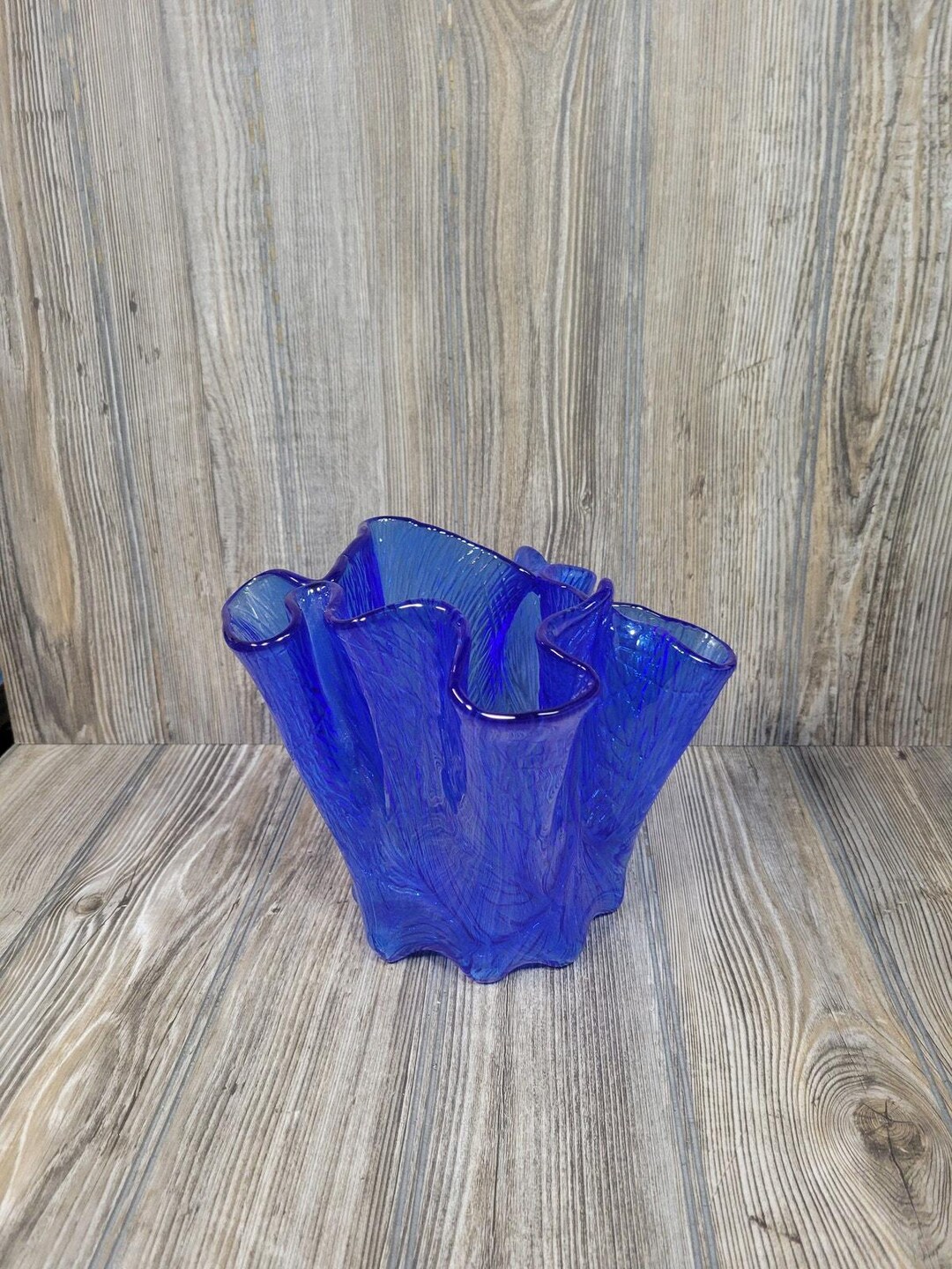 Vintage Large Handkerchief Vase Hadeland Norway Furu, Cobalt Blue Art ...