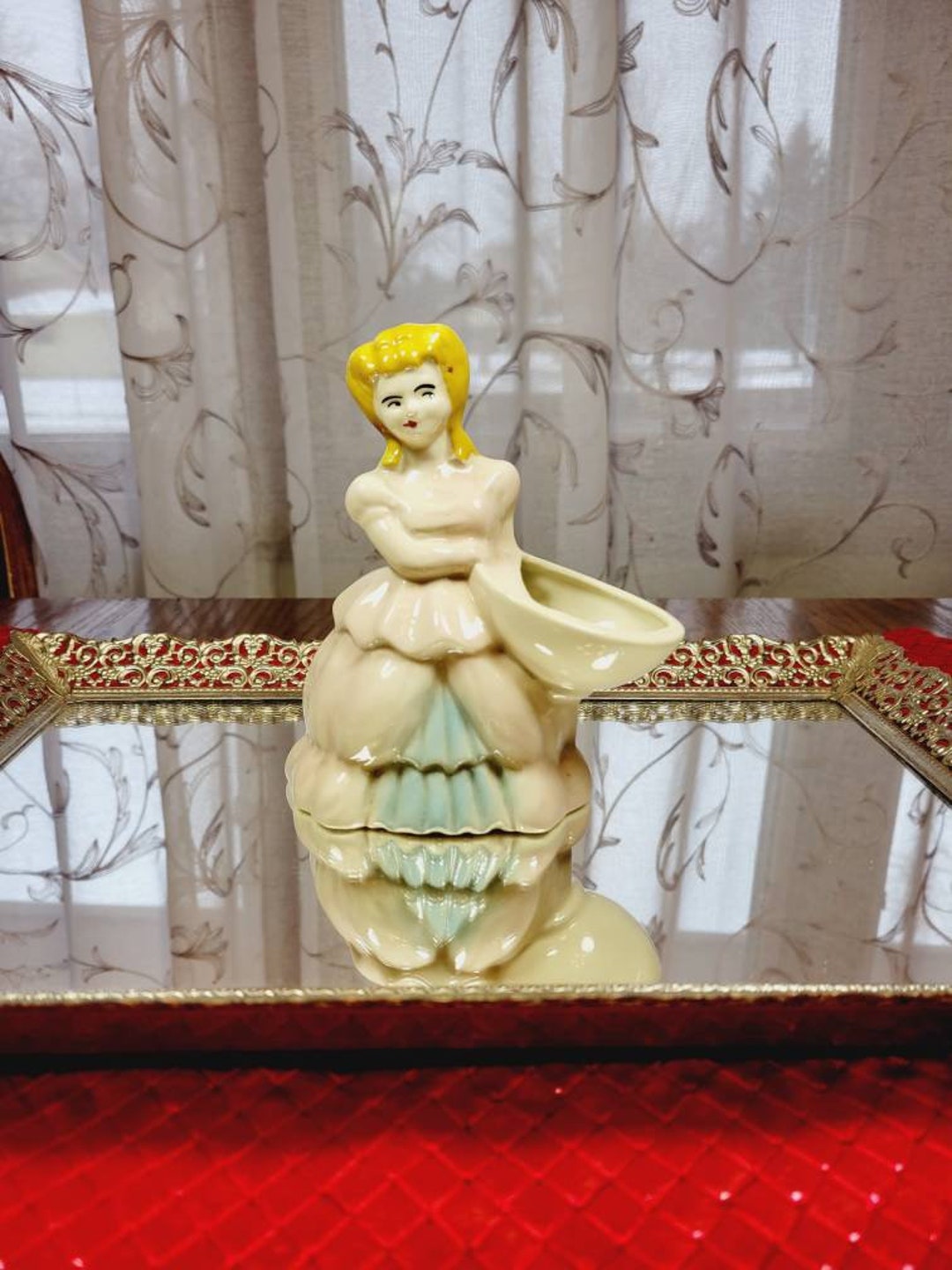 Vintage Victorian Lady Planter, Ceramic Succulent Holder, Holding Bowl ...