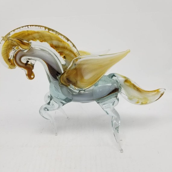 Vintage Handblown Glass Pegasus Figurine Glass Sculptures & Figurines ...