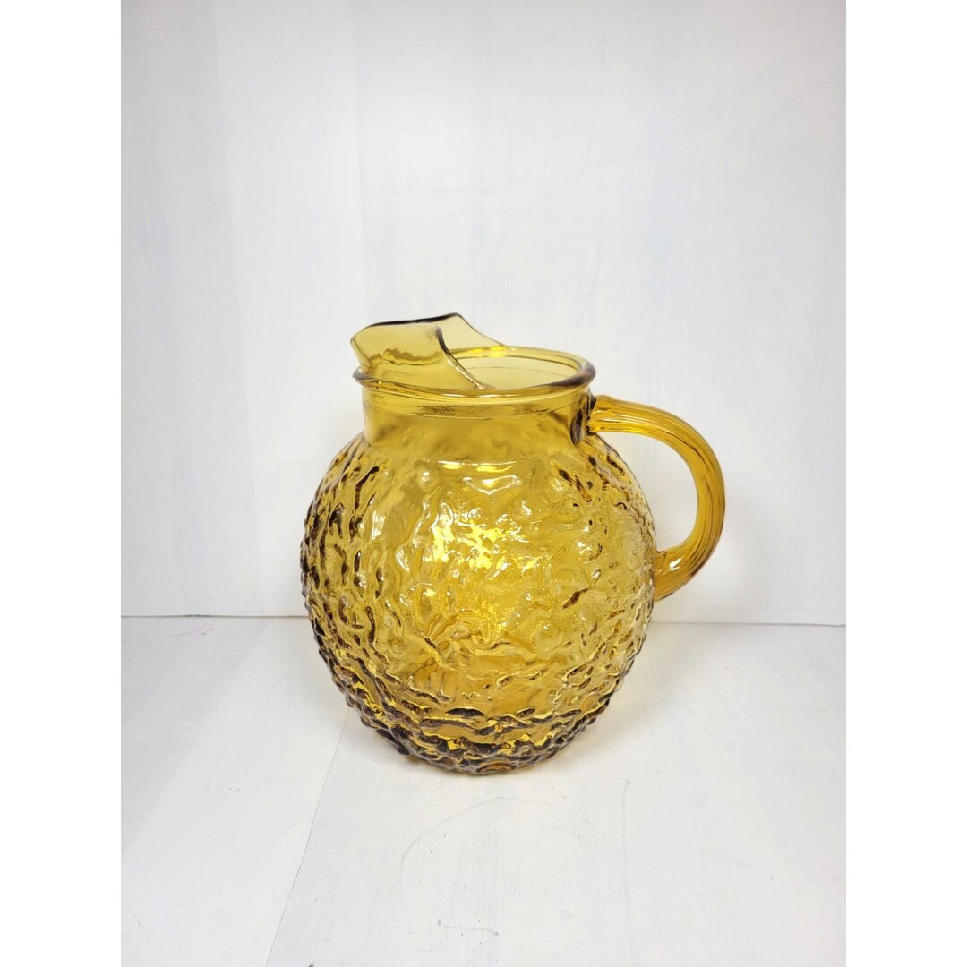 Vintage Pitcher Milano Honey Gold Anchor Hocking Crinkle Amber Glass - Etsy