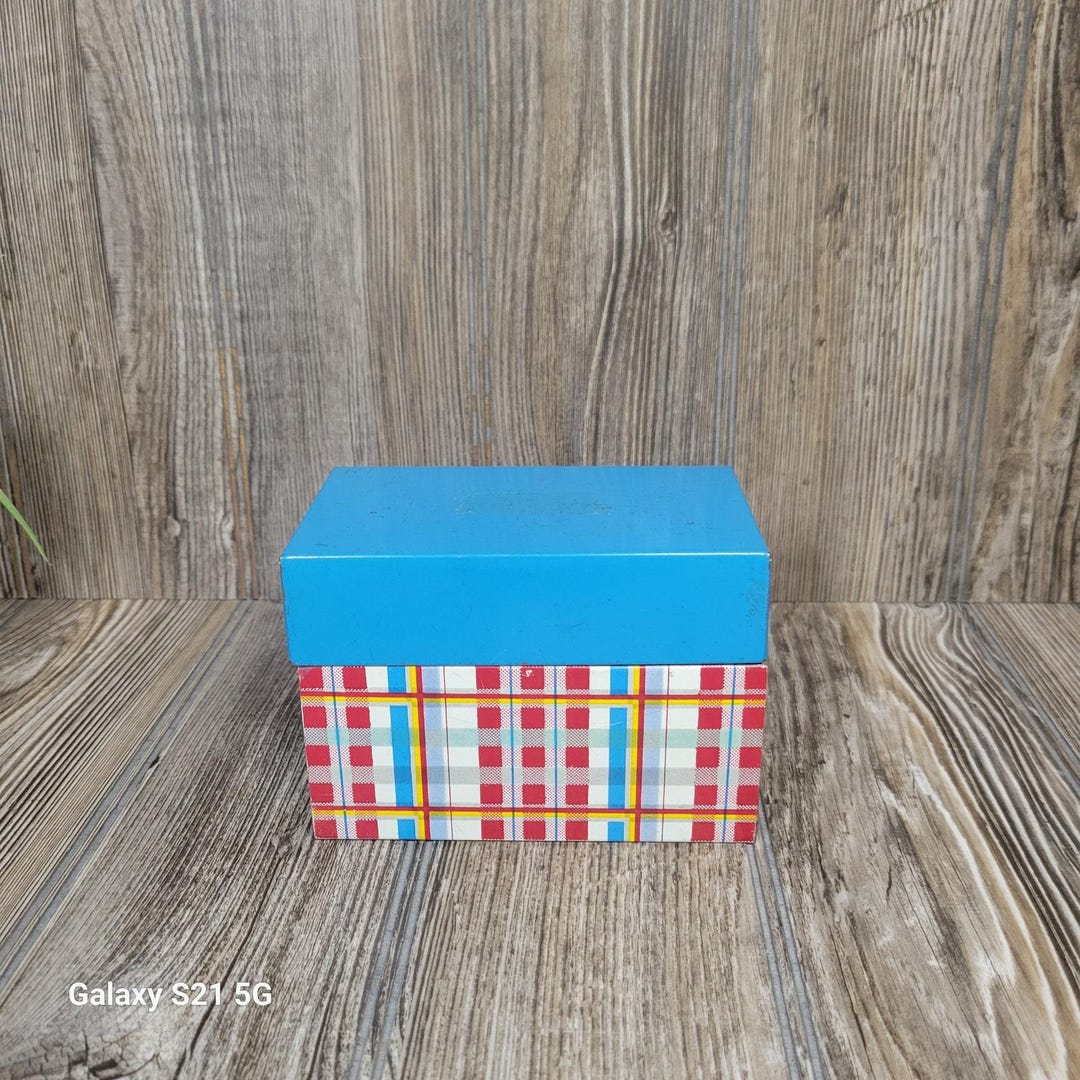 Vintage Recipe Box Tin, Plaid Blue & Red, Ohio Art, Kitchen Decor - Etsy