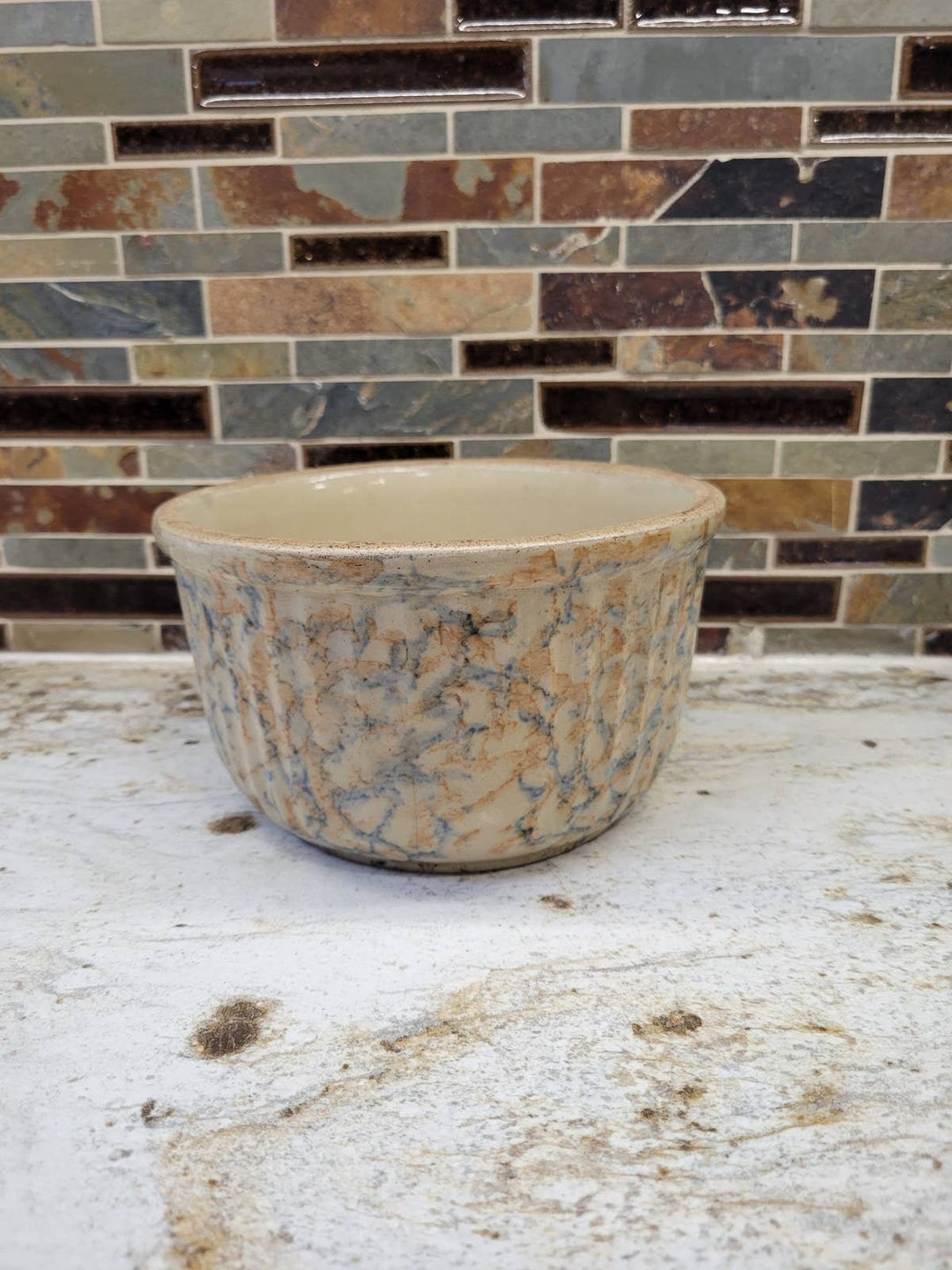 Vintage Red Wing Spongeware Bowl Cap Paneled 7c Farmhouse - Etsy