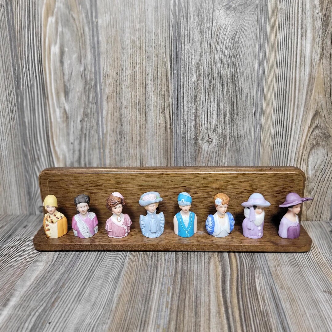 Vintage Avon Fashion Thimbles Set & Display Wood Shelf - Etsy