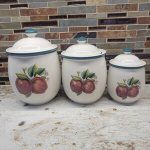 Vintage Apple Canister Set China Pearl, Kitchen Decor - Etsy