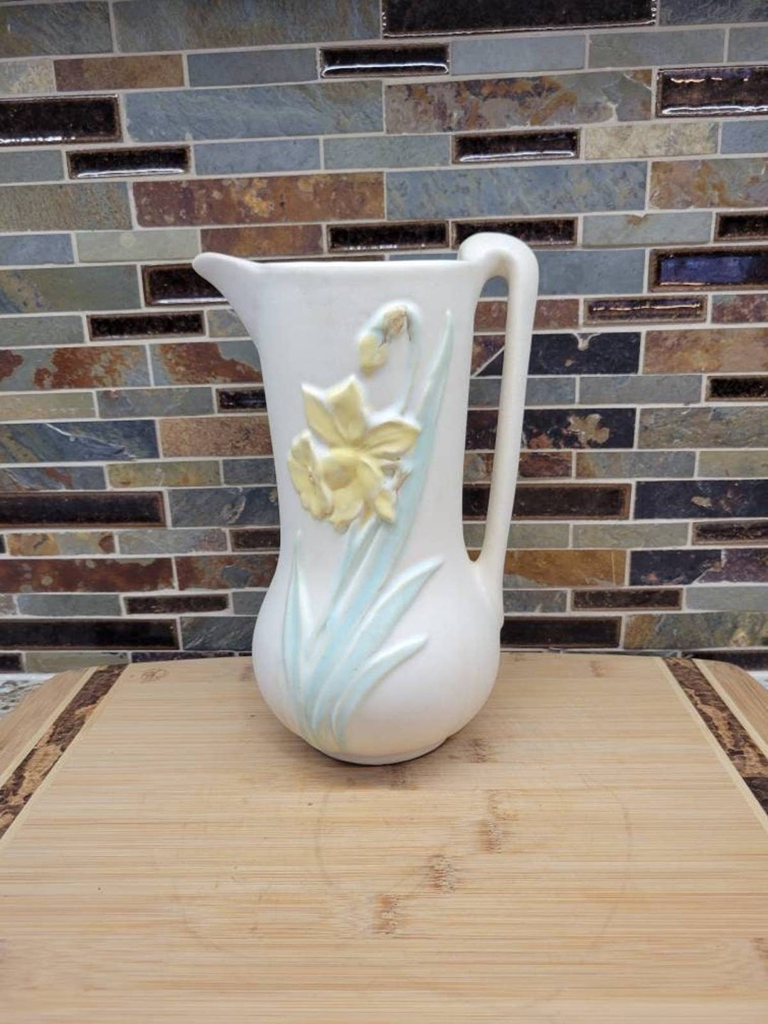 Vintage Weller Pottery Daffodil Pitcher Ewer Vase Art - Etsy
