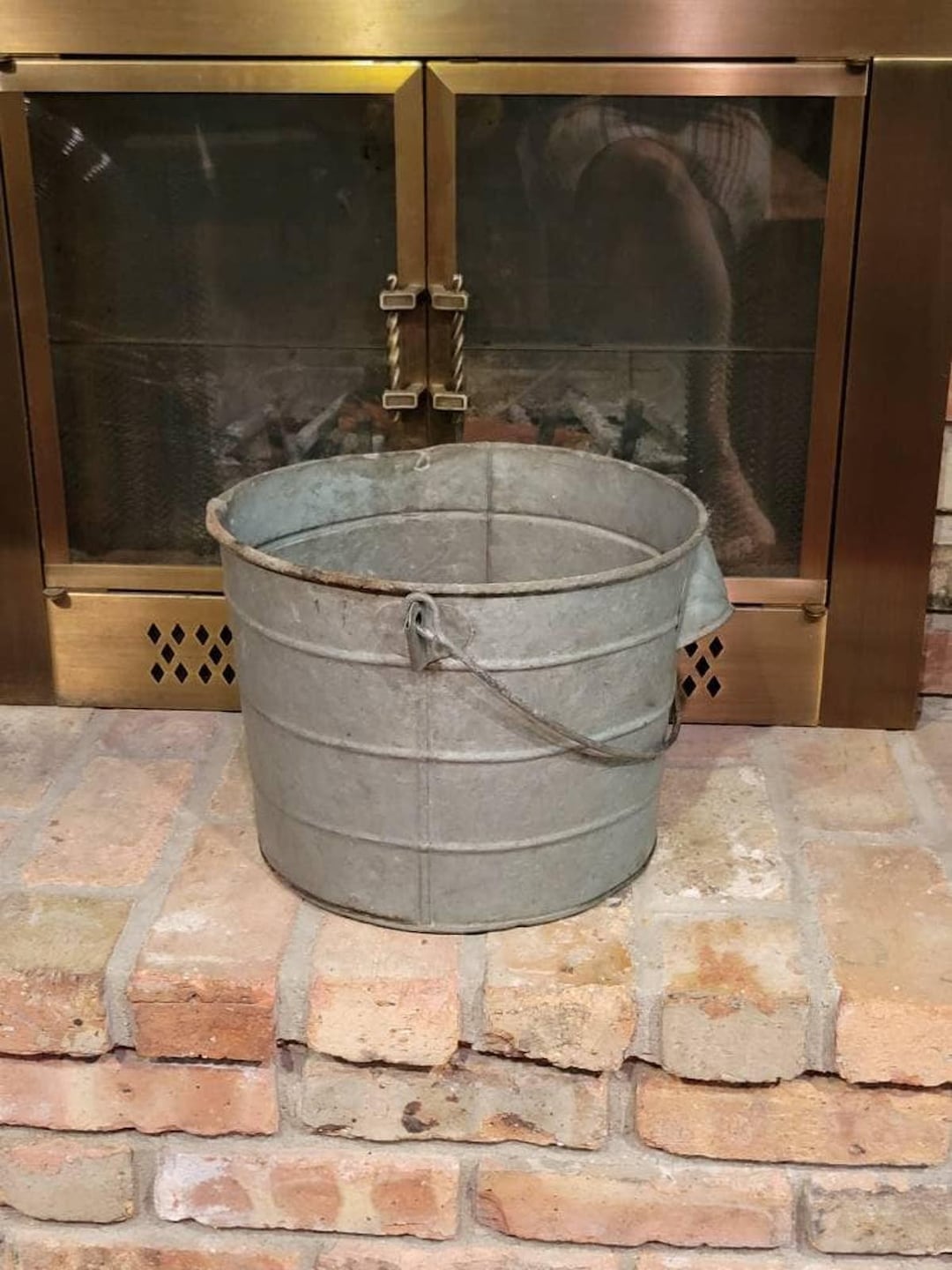Vintage Galvanized Pail, Bushel Grain Basket, Bail Handle, Scoop Bucket ...
