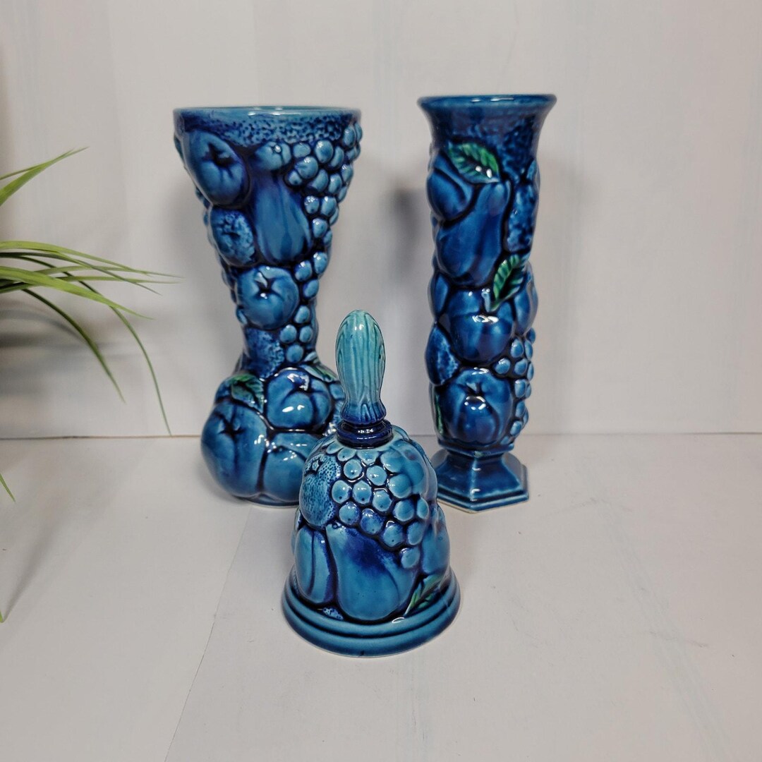 Retro Inarco Japan Mood Indigo Vases & Bell - Etsy