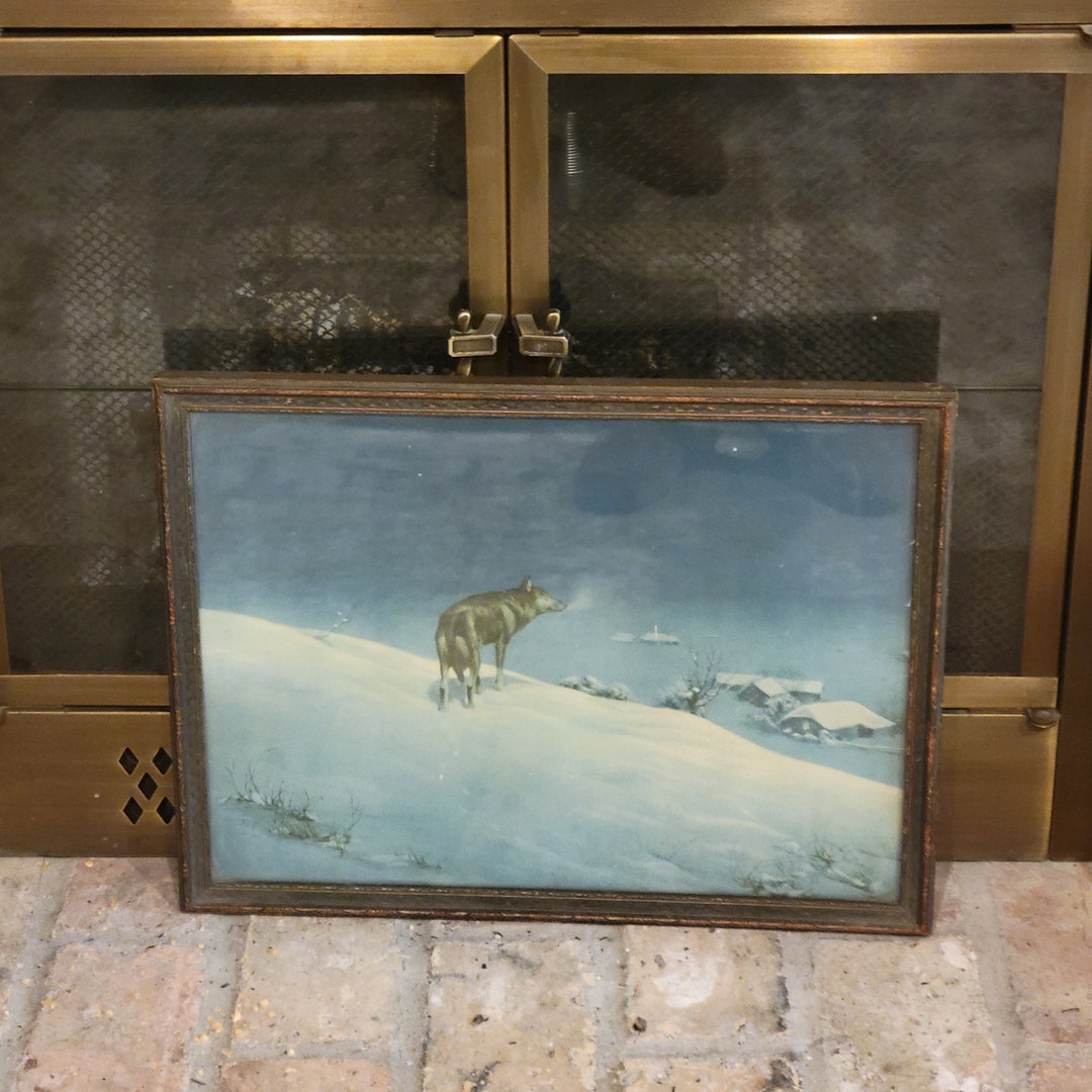 Vintage Lone Wolf Print Alfred Kowalski Picture Framed Art 17 X 13 - Etsy