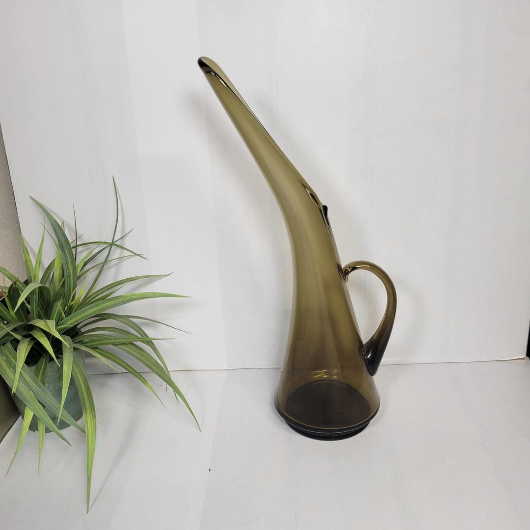 Mid Century Modern Art Glass Kanawha Ewer Vase Smoke Stress Pitcher - Etsy