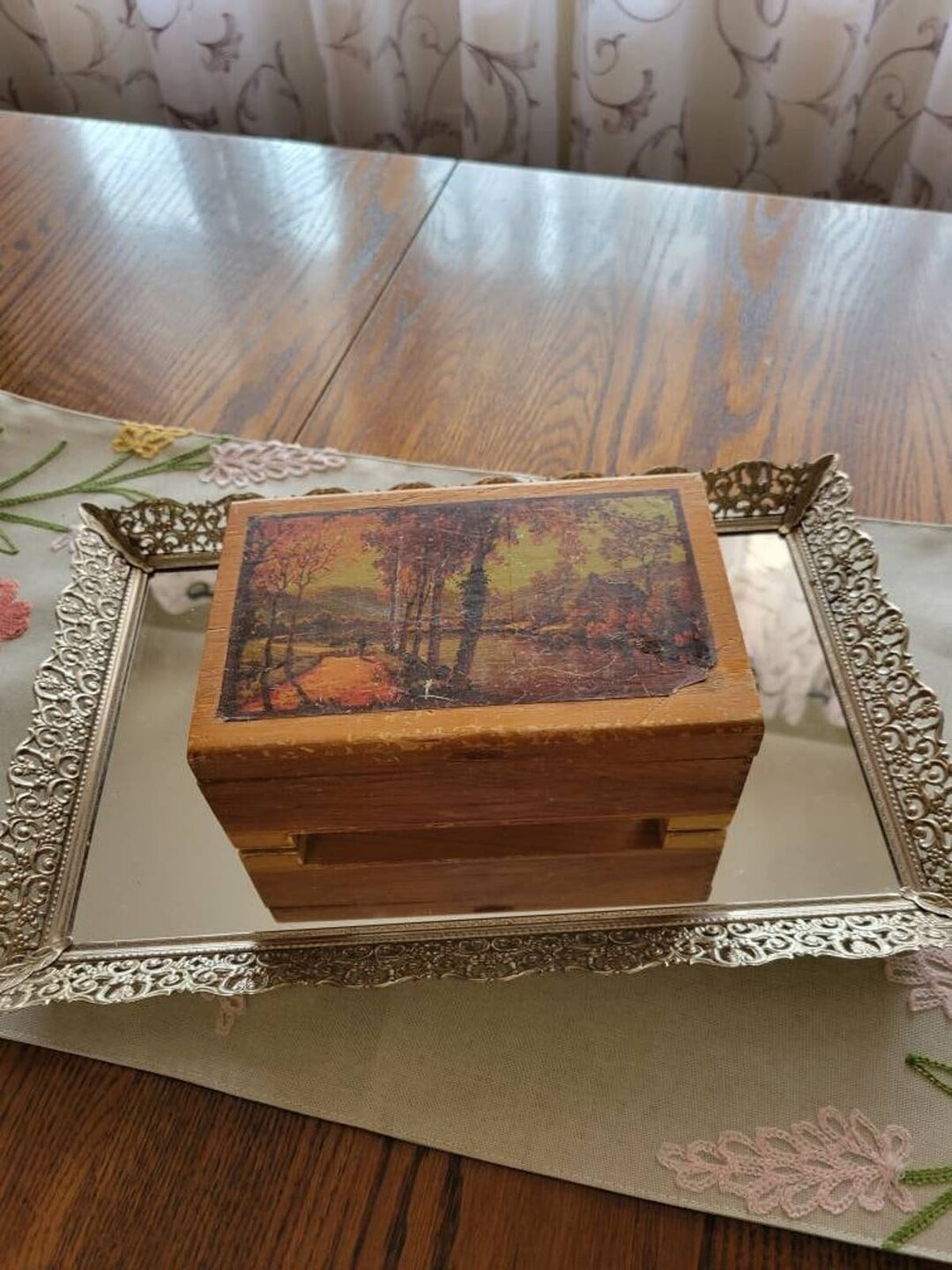 Cottagecore Jewelry Box, Wood Decoupaged Floral Picture, Shabby Chic - Etsy