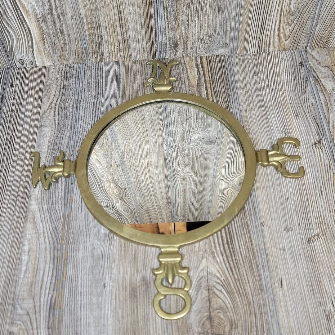 Vintage Brass Mirror Compass North South East West Directions NSEW - Etsy