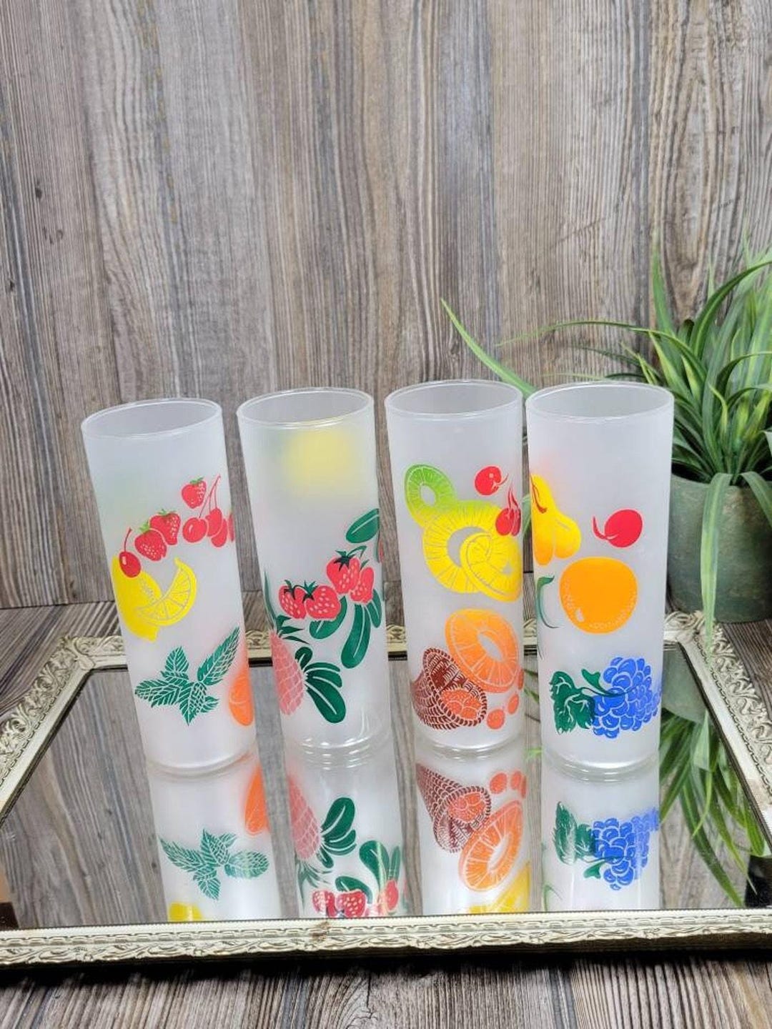 4 Zombie Tumblers Frosted Fruit Federal Glass, Tom Collins Barware - Etsy