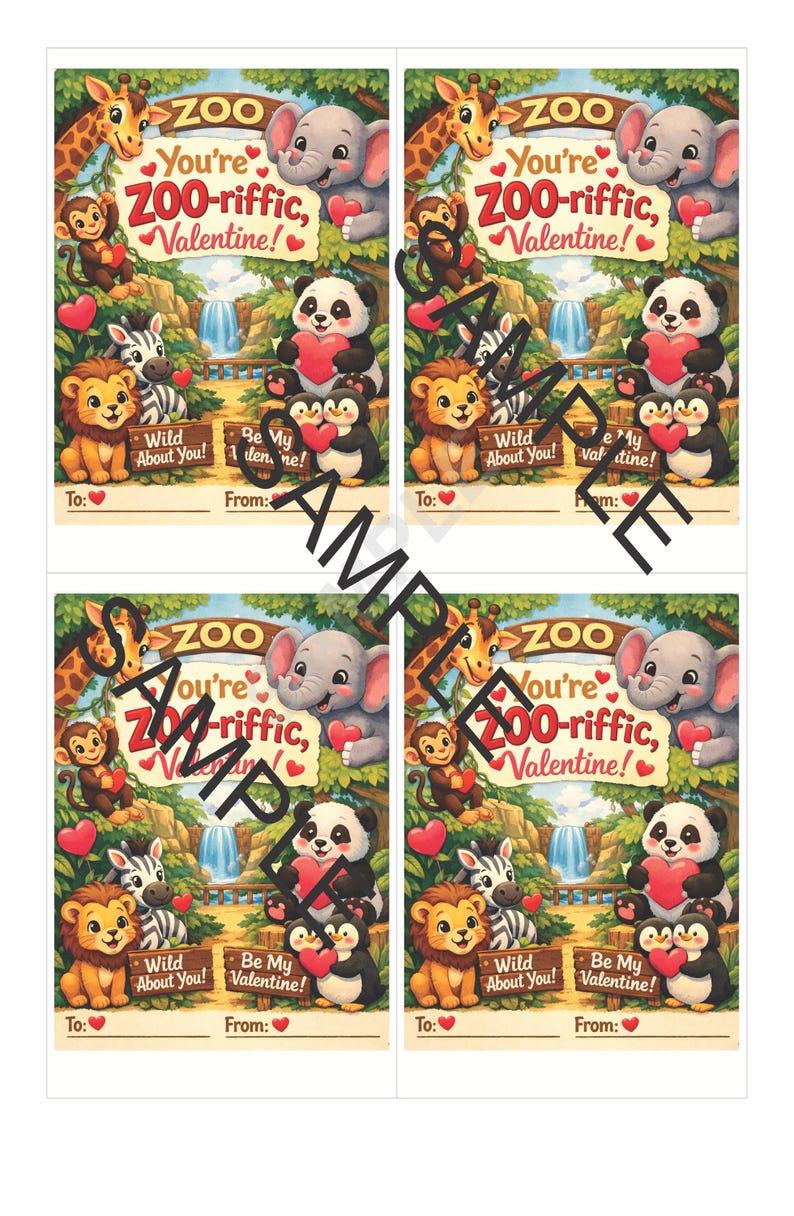 Zoo Valentine Bundle for Kids | Printable Classroom Valentines ...