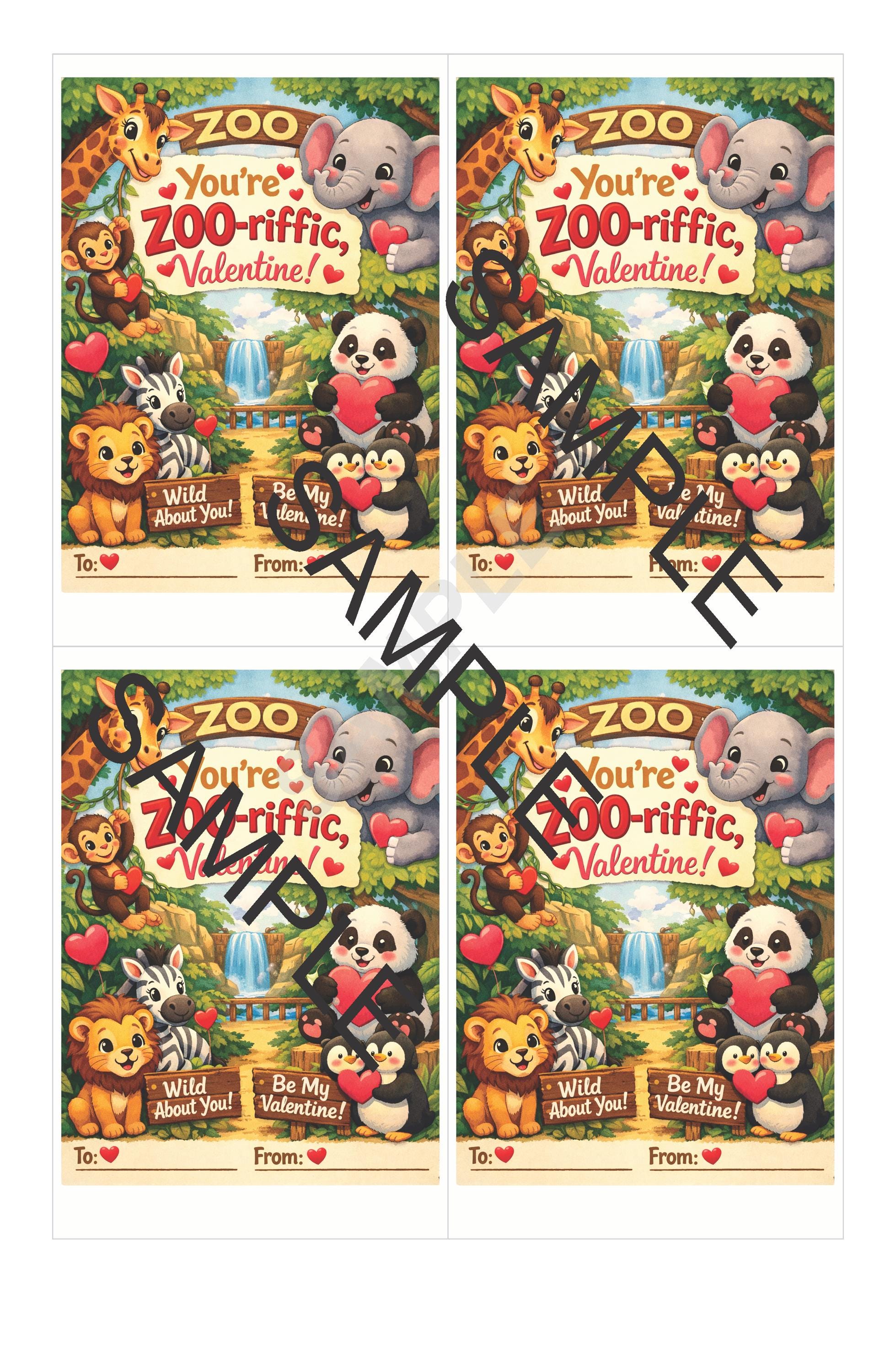 Zoo Valentine Bundle for Kids | Printable Classroom Valentines ...