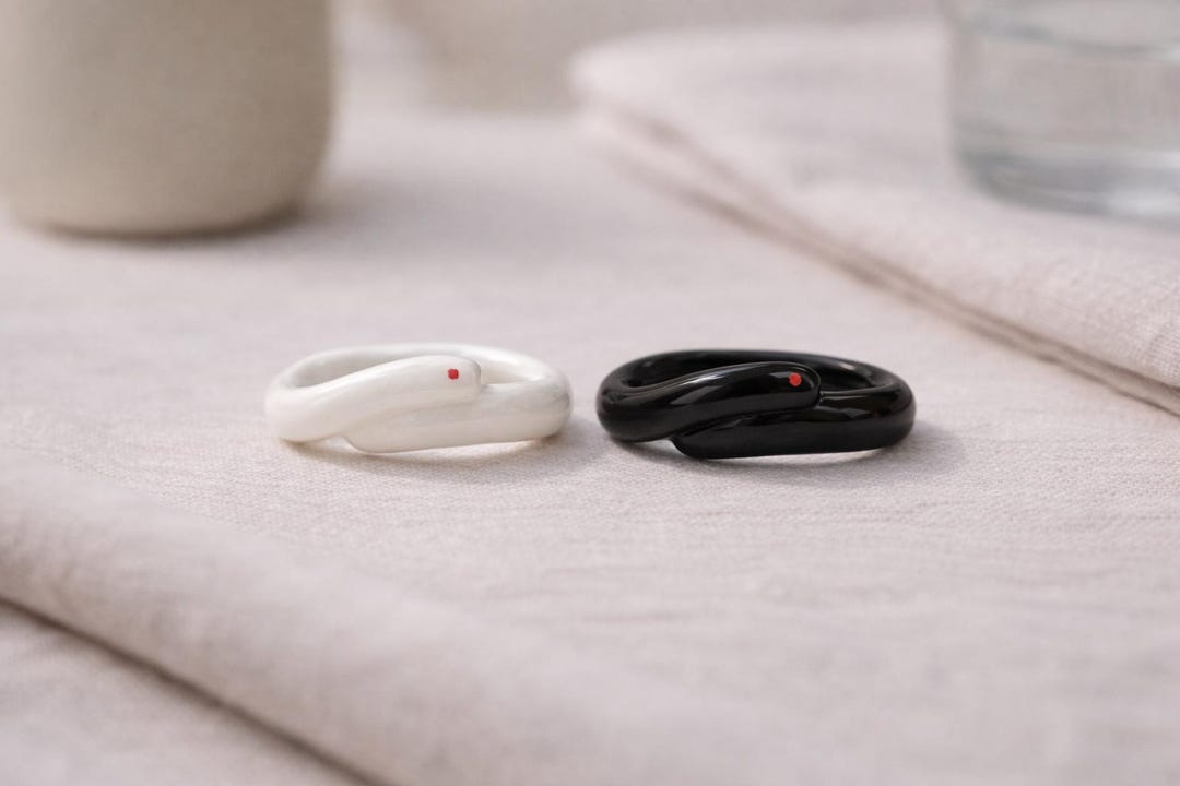 Handmade Clay Snake Ring, Matching Couple Rings, Friends Rings, Minimal ...