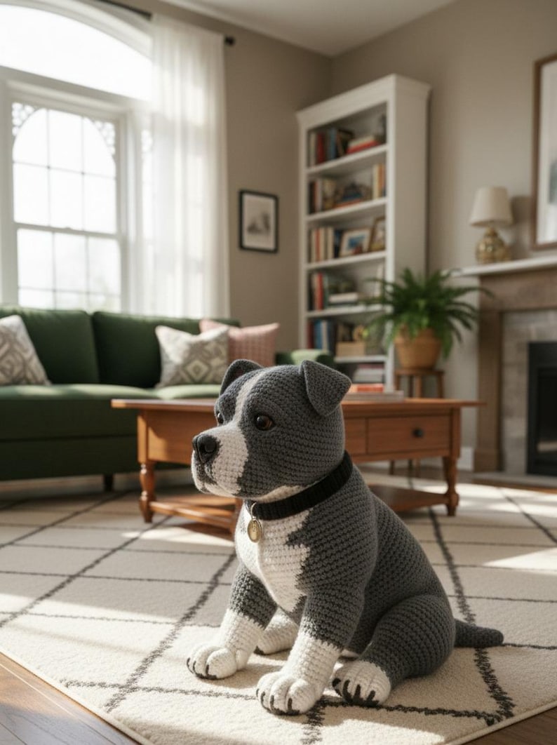 Pitbull Amigurumi Crochet Pattern PDF, Realistic Large Dog Crochet ...