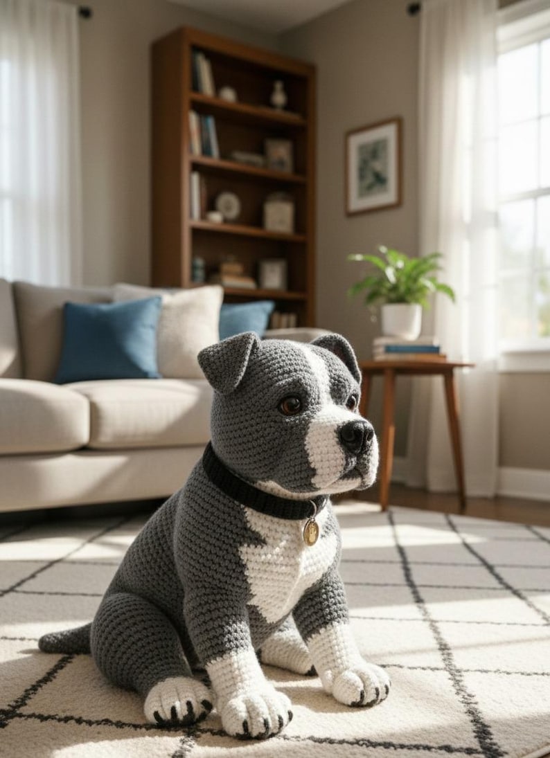 Pitbull Amigurumi Crochet Pattern PDF, Realistic Large Dog Crochet ...