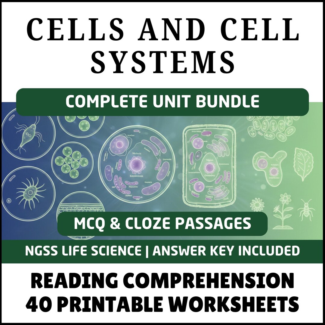 Grade 6 Cells & Systems – Reading Comprehension Worksheets (NGSS MS-LS1 ...