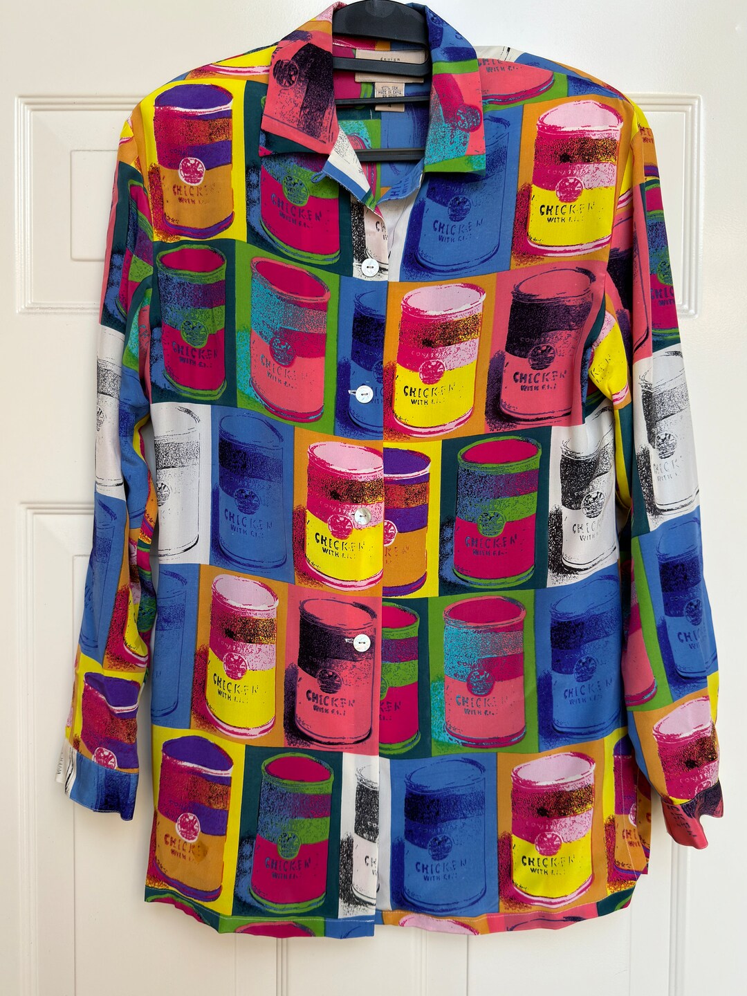 Vintage Andy Warhol Style Soup Can Silk Blouse by Pat Argenti - Etsy