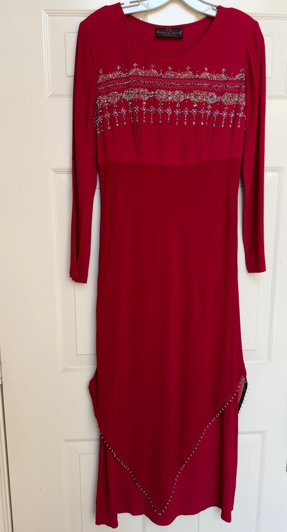 Vintage Carol Little Raspberry beaded Dress ala 1980'… - Gem