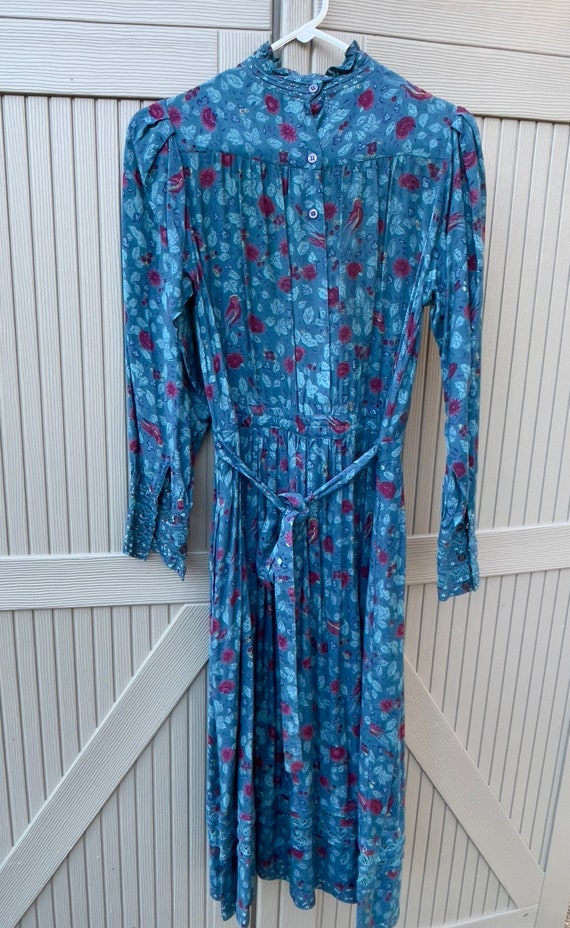 Vintage Granny Gown style dress in Aqua Blue floral d… - Gem