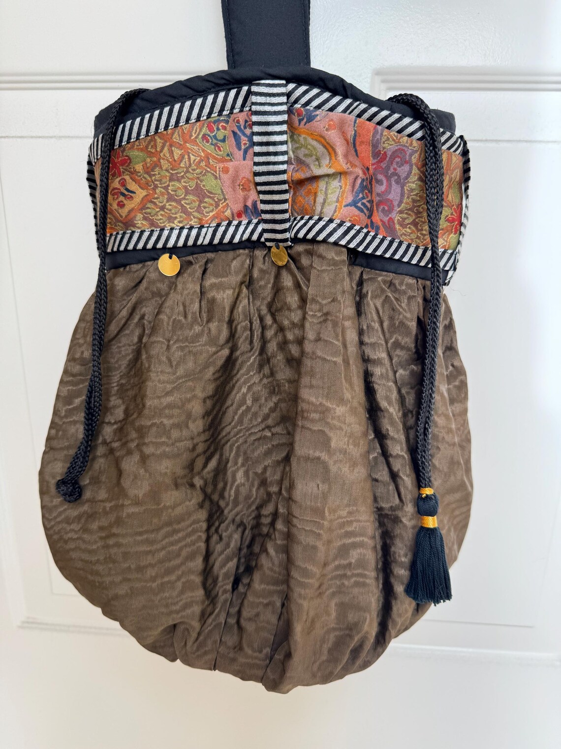 Vintage Lina Lama Handicrafts Shoulder Strap Fabric Hobo Style Brown ...