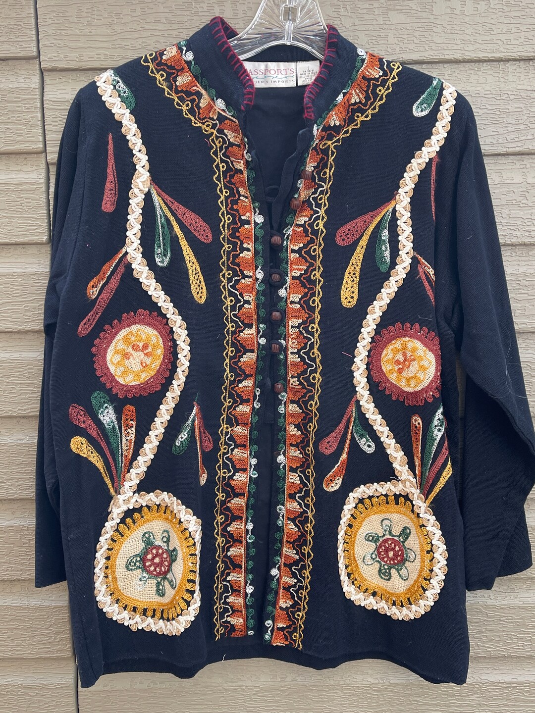 70's Vintage Black Embroidered Passports Jacket From Pier 1 Imports - Etsy