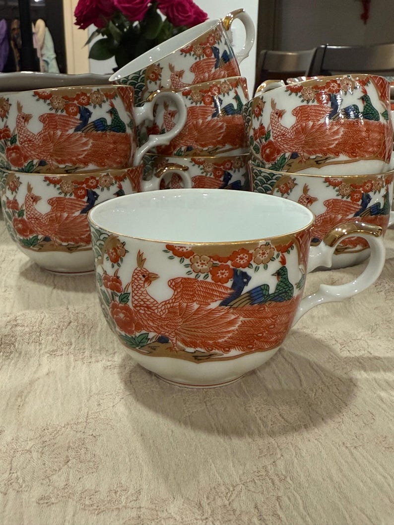 Vintage Japanese Hand-decorated Porcelain Dinnerware & Tea Set ...