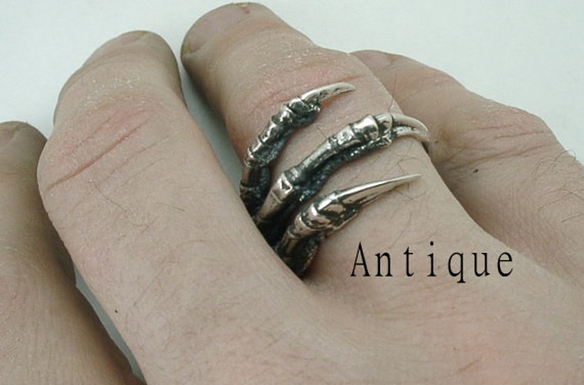 Raven Claw Ring in solid Sterling Silver Carrion Crow | Etsy