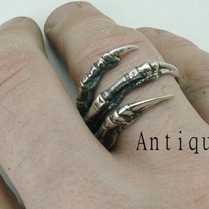 Raven Claw Ring in Solid Sterling Silver, Carrion Crow - Etsy