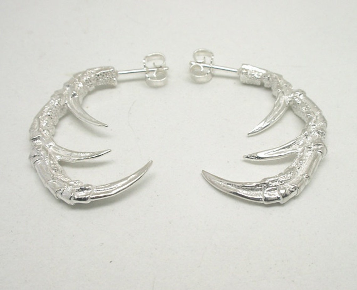 Carrion Crow Triple Claw Earrings, Sterling Silver - Etsy