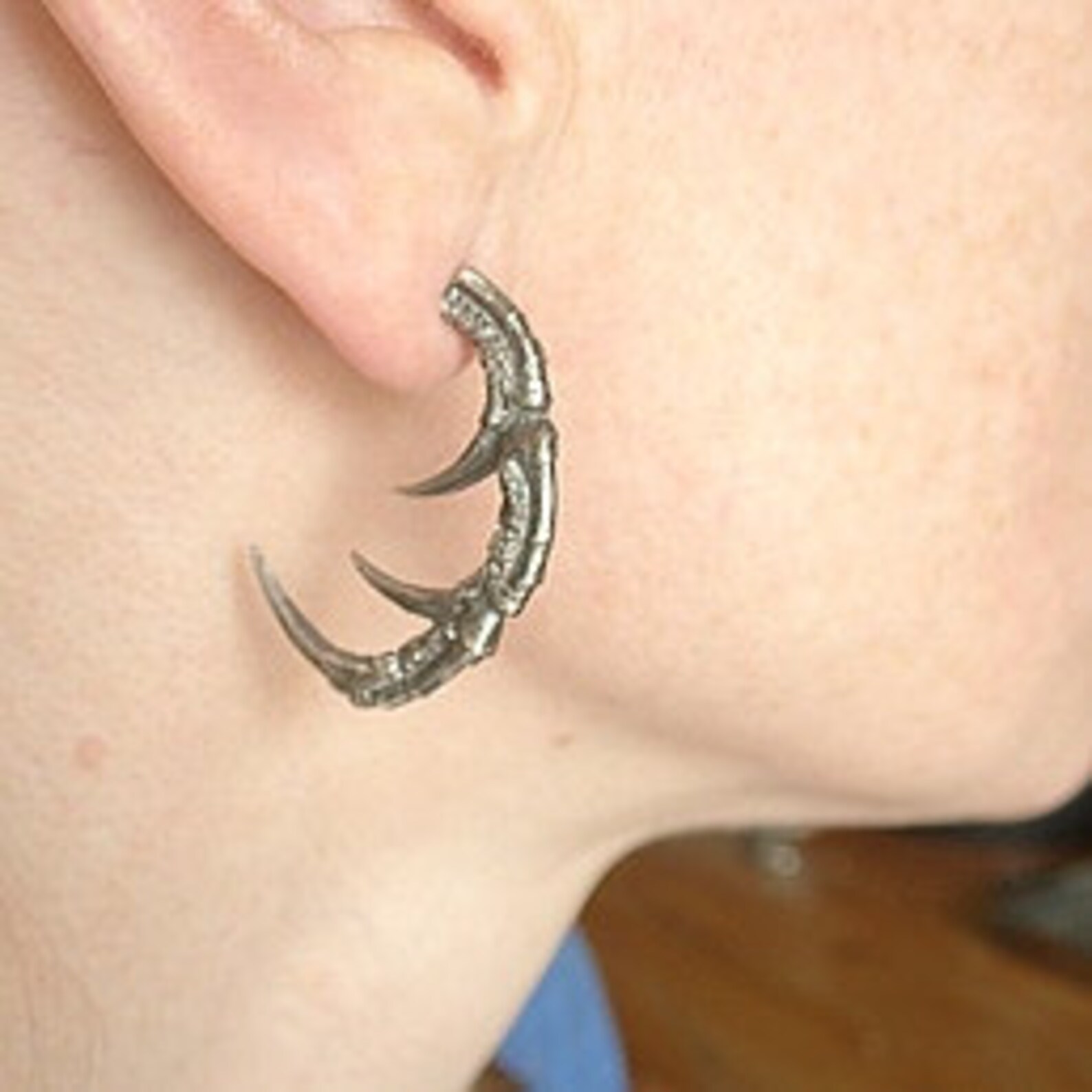 Carrion Crow Triple Claw Earrings, Sterling Silver - Etsy