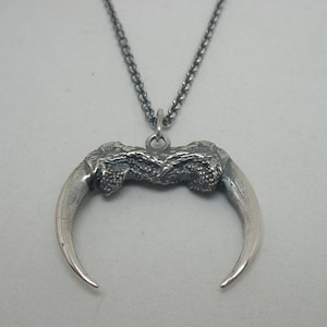 Large 'arch' Double Owl Claw Pendant Sterling Silver - Etsy